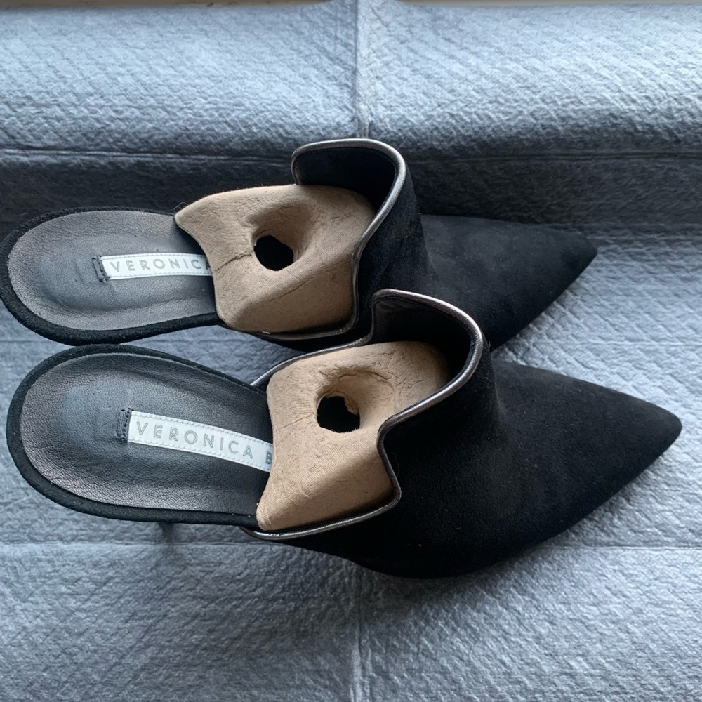 Veronica Beard Suede Mules Heels - Gem